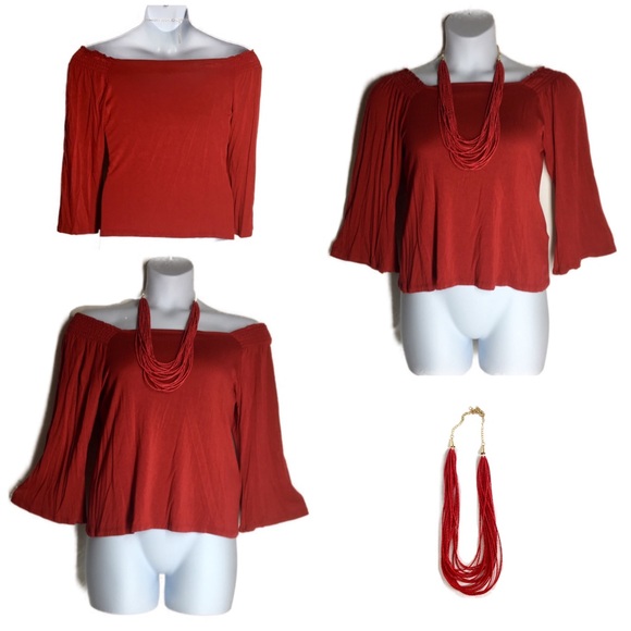 IMAN | Tops | Iman Red Top Wnecklace Sz S | Poshmark